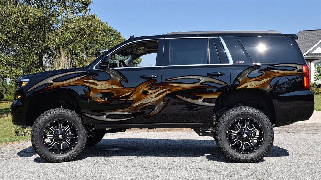 Tribal Racing Stripes Truck Sticker, Carbon Fiber Look Racing Stripes ...