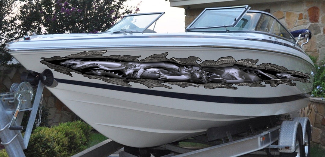 Lizard Boat Wrap, 3D Dragons Tribal Ripped Metal Car Vinyl, 3D Dragons ...