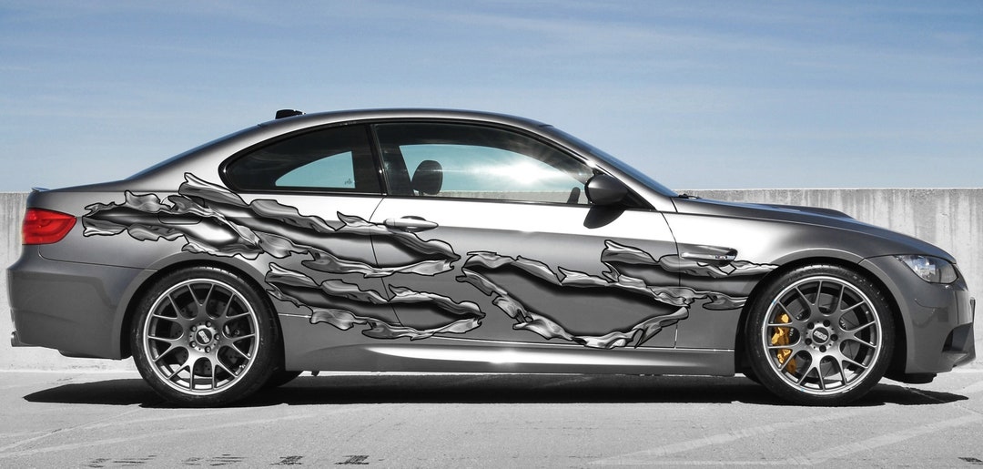 3D Ripped Metal Car Wrap, Ripped Metal Car Graphics, Ripped Metal Vinyl ...