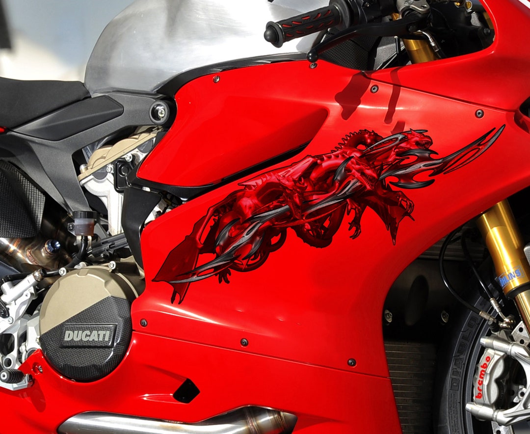 Tribal Dragon Bike Tank Decal, Red Dragon Bike Sticker, Dragon Dirt ...