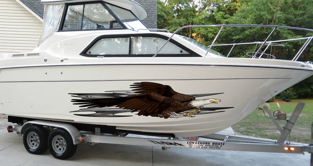 American Pride Yacht Decal, Bald Eagle Boat Vinyl, Patriotic Watercraft ...