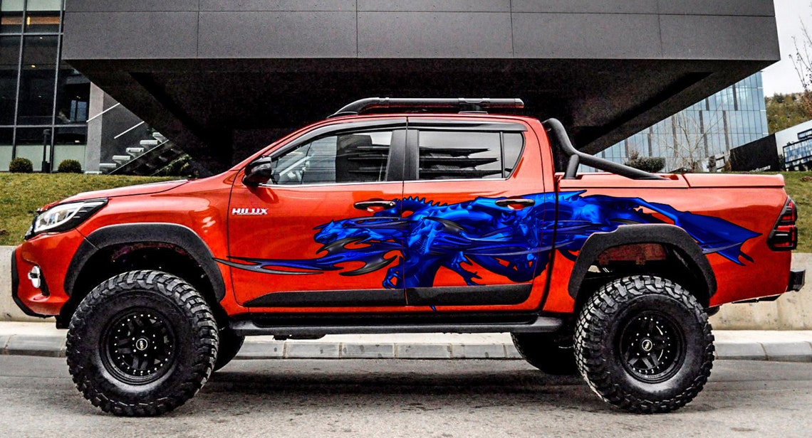 Dragons Car Decal, Full Color Side Graphics, 3D Dragons Racing Stripes ...