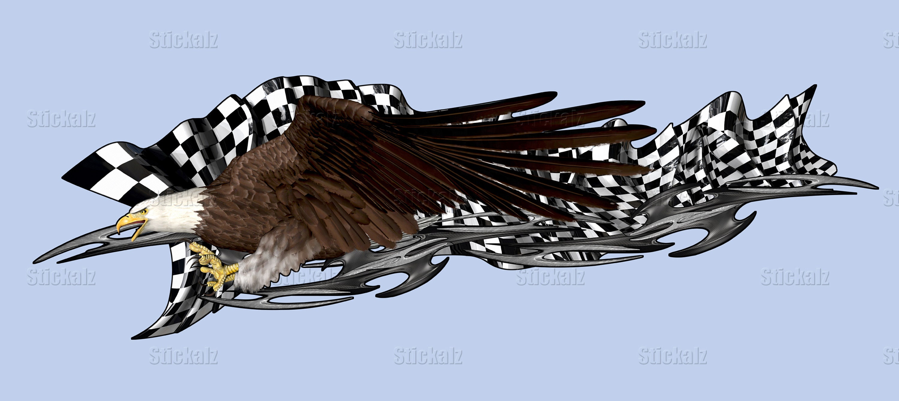 Checkered Flag Ripped Metal Full Color Car Vinyl Design 3D - Etsy