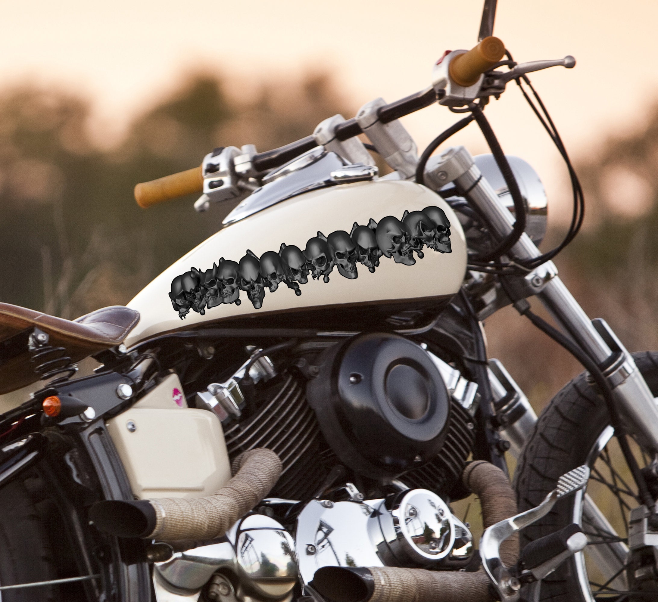 Skull Dirt Bike Full Color Vinyl Sticker Skull Sport Bike Decals ...