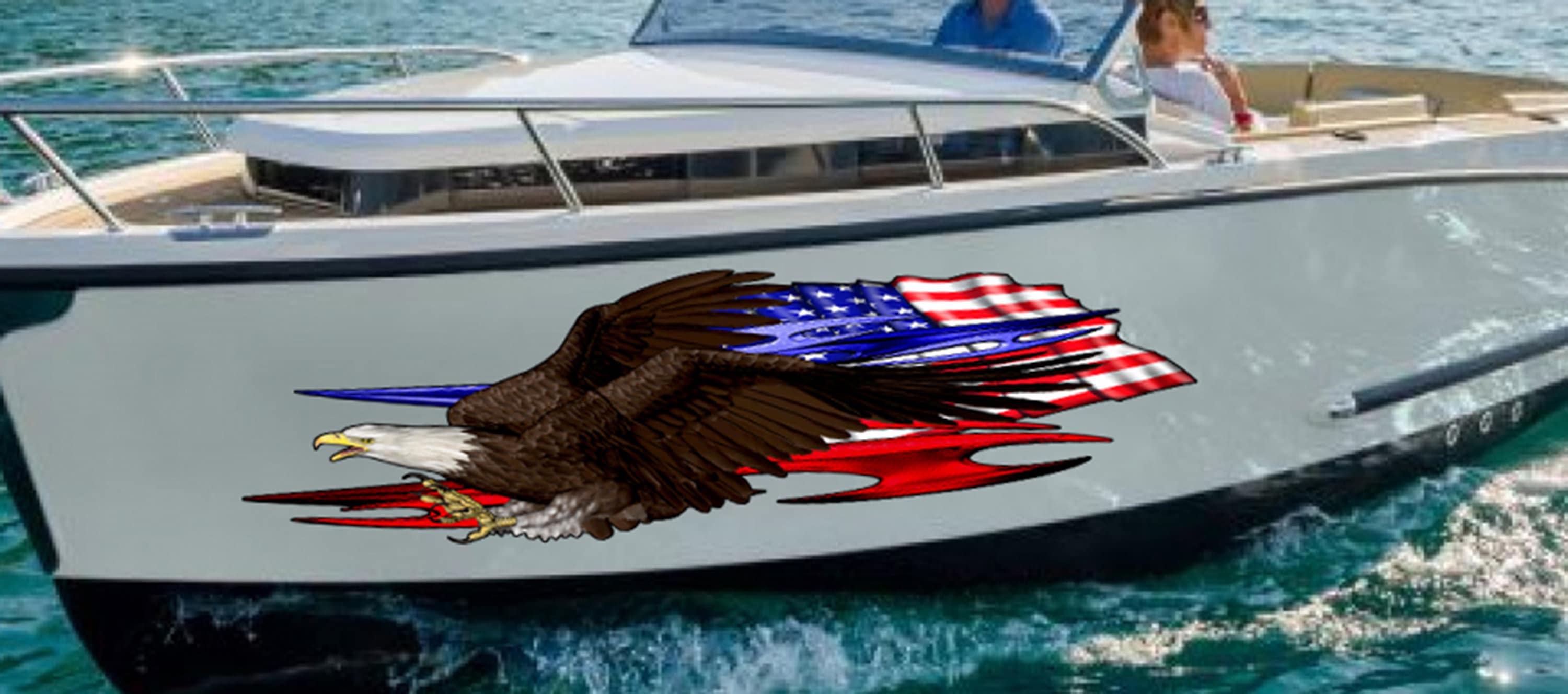 USA Flag Boat Wrap Ripped Metal 3D Bald Eagle Watercraft - Etsy