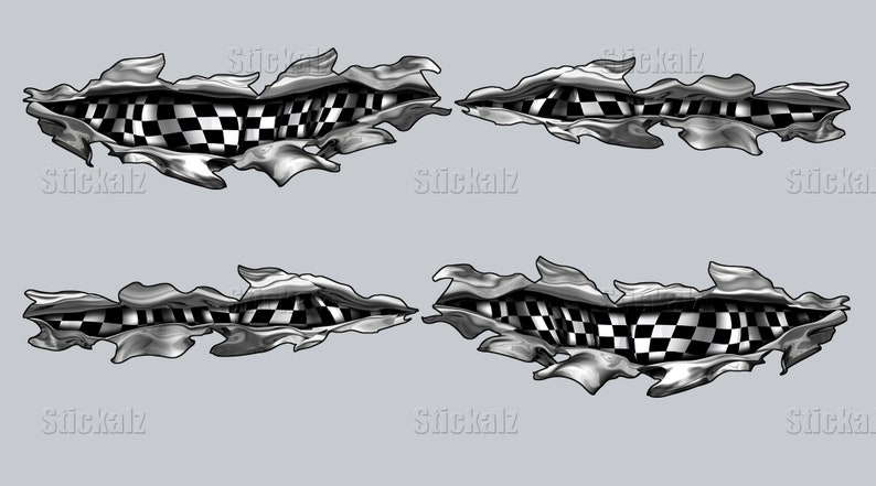 Ripped Metal Checkered Flag Car Wrap: Racing Stripes Vinyl Decal - Etsy