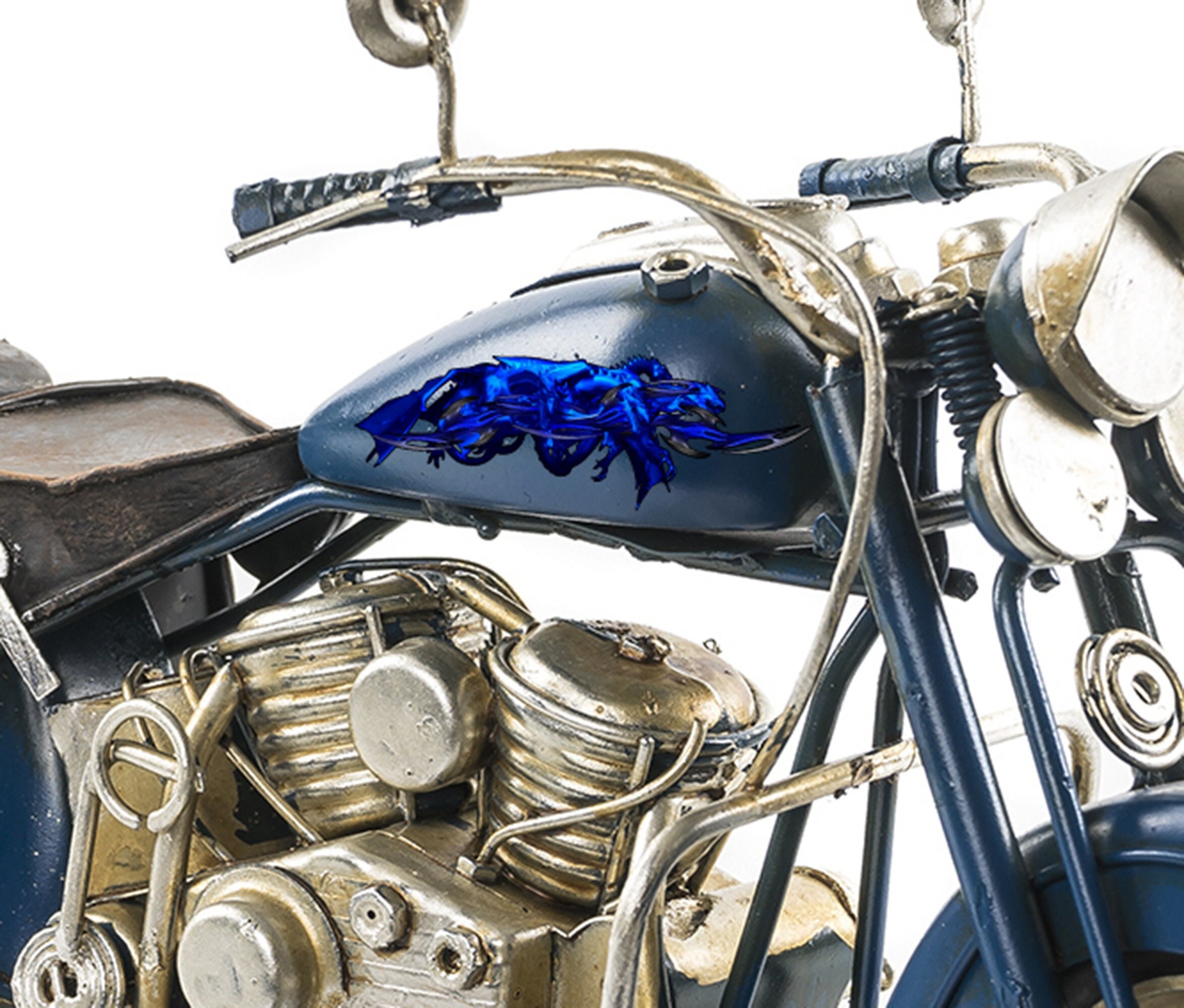 Skull Bike Decals Full Color Side Graphics 3D Dragons Motorcycle Vinyl ...