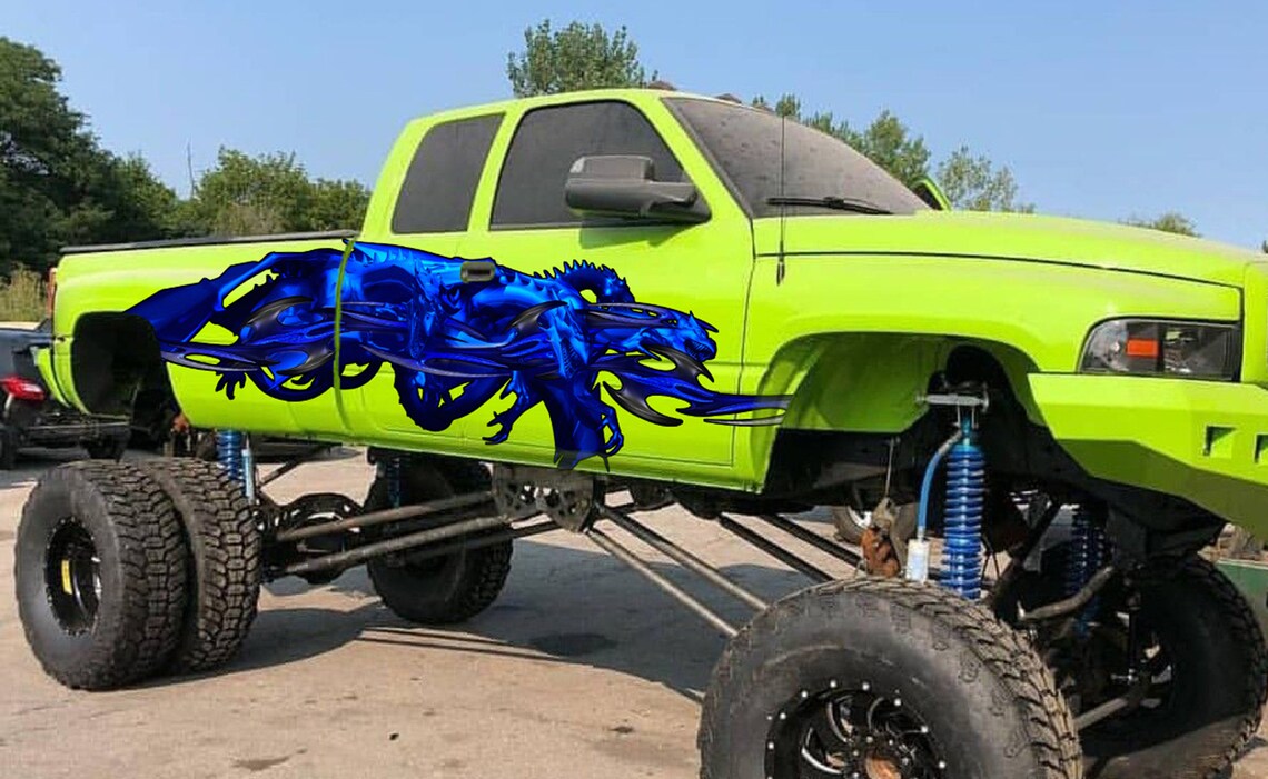 Dragons Car Decal, Full Color Side Graphics, 3D Dragons Racing Stripes ...