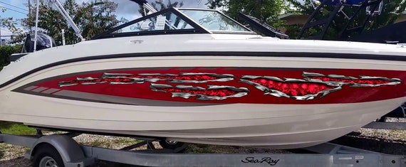 Skulls Ripped Metal Boat Decal Pirate Skull Boat Sticker - Etsy