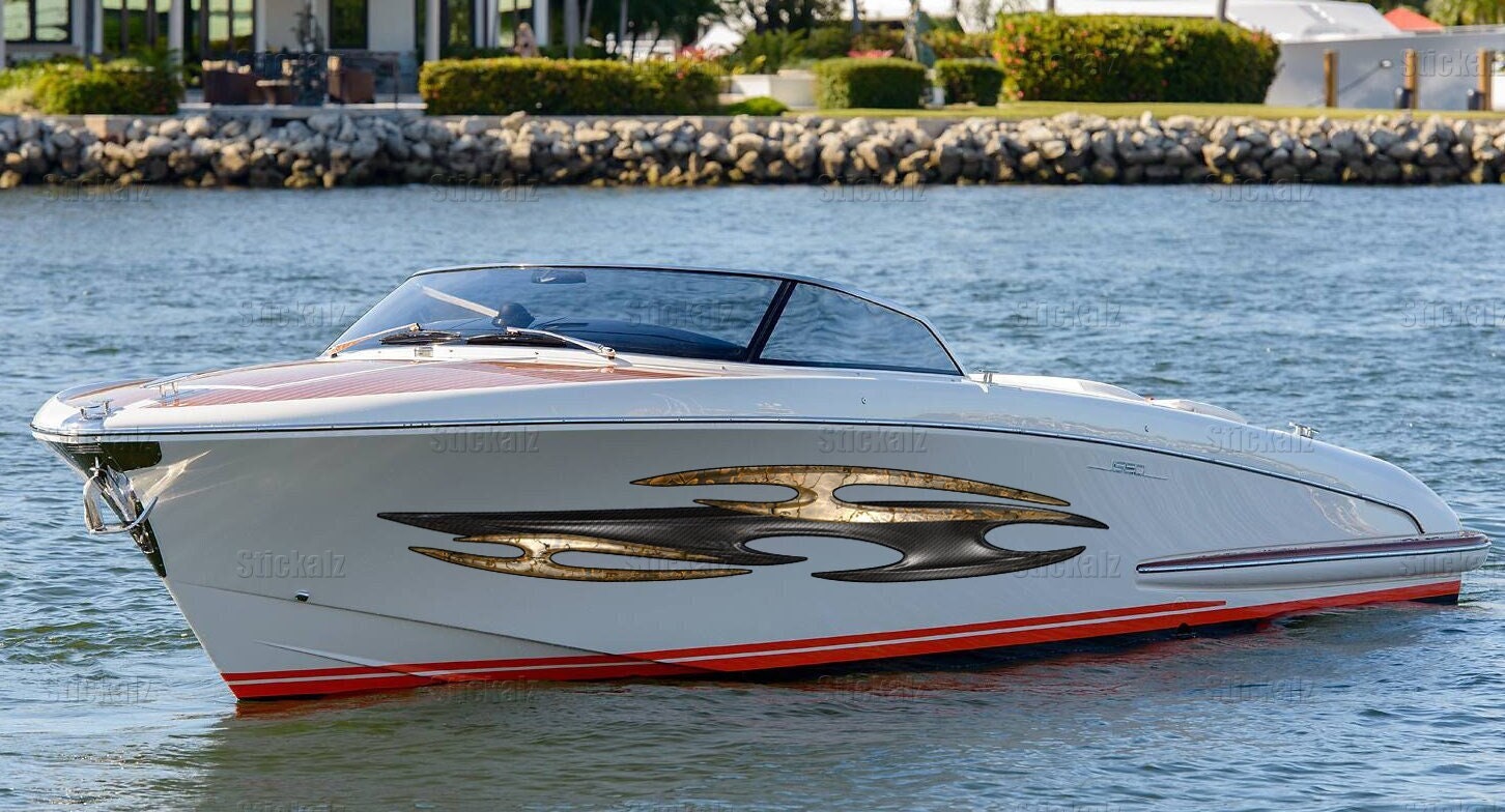 Full Color Yacht Graphics Tribal skulls boat decal Scull Ripped Metal ...