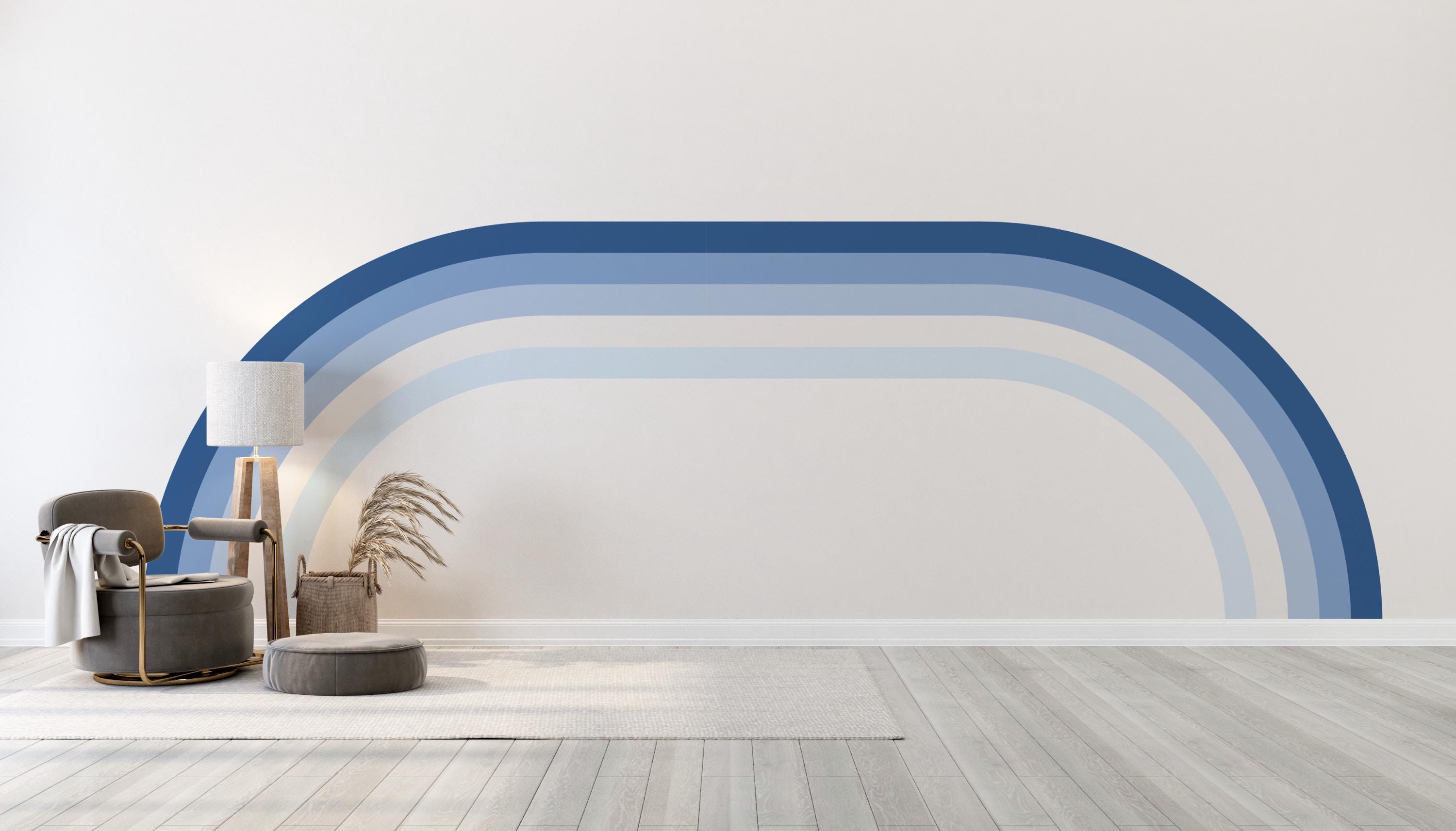 Rainbow Stripes Wall Mural Large Wall Decal Living Room Earthy Tones ...