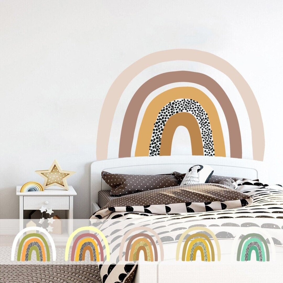 Boho Rainbow Wall Decal Boho Rainbow Wall Vinyl Stickers Pastel Rainbow ...