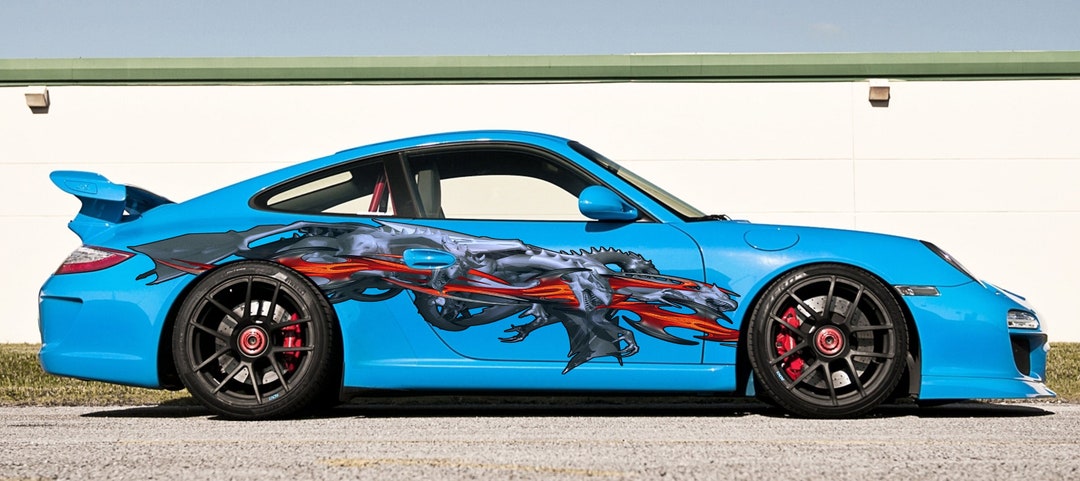 Dragons Car Decal, Lizard Full Color Car Side Graphics, 3D Dragons Car ...