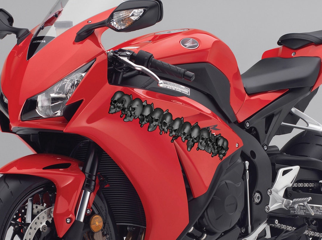 Skull Dirt Bike Full Color Vinyl Sticker Skull Sport Bike Decals ...