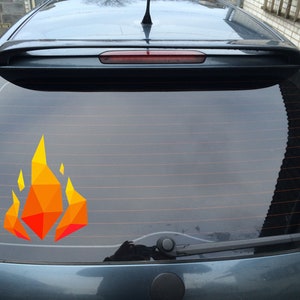 Fire Wall Art Low Poly Decor Flame Decals Car Window Polygonal ...