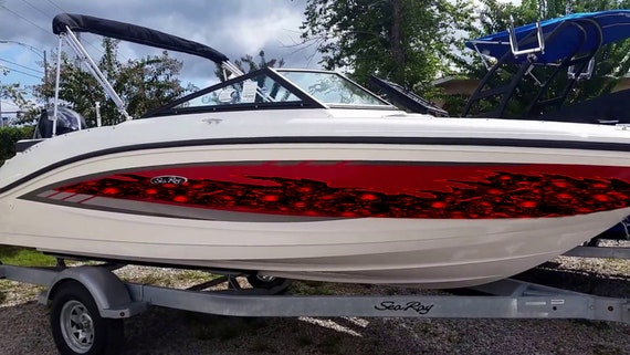 Full Color Yacht Graphics Tribal skulls boat decal Scull Ripped Metal ...