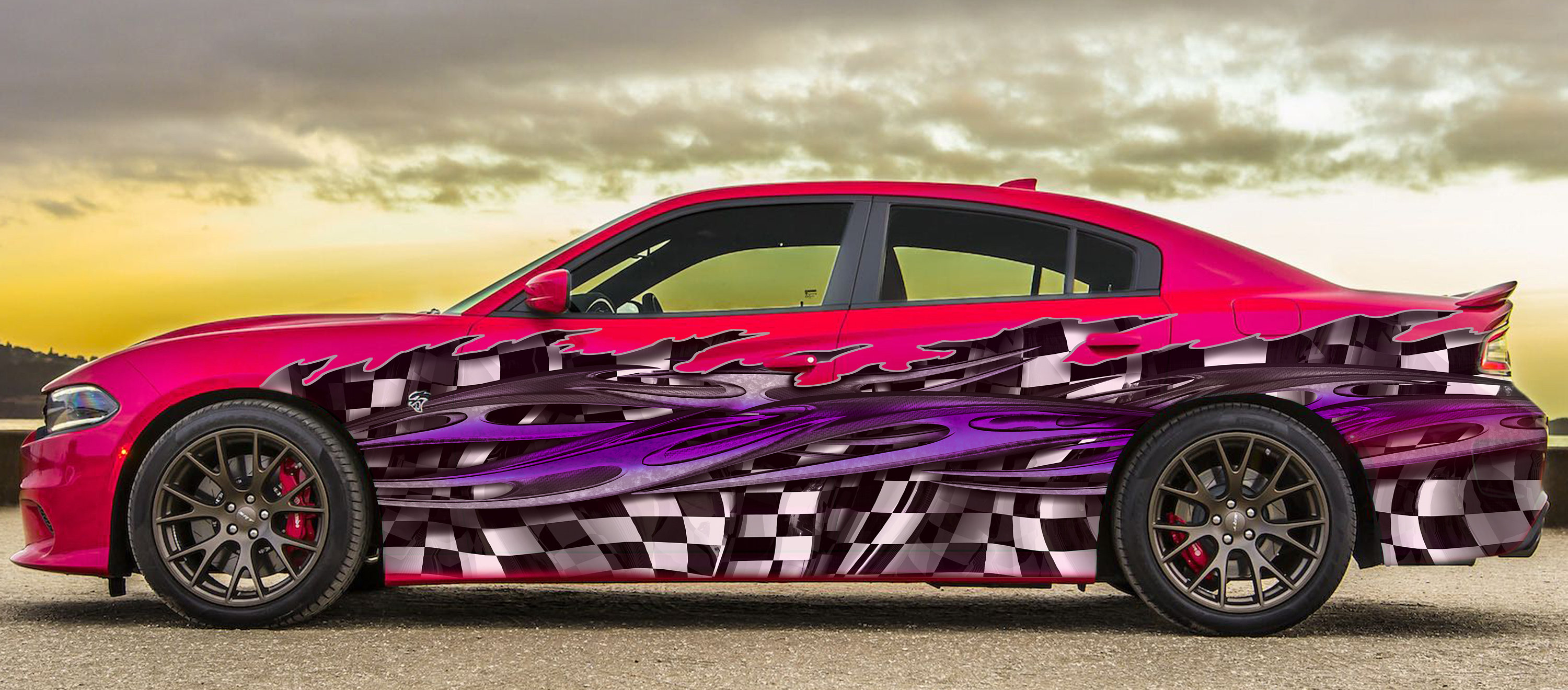 Racing Car Side Graphics: Checkered Flag Vinyl Decal Stickers - Etsy
