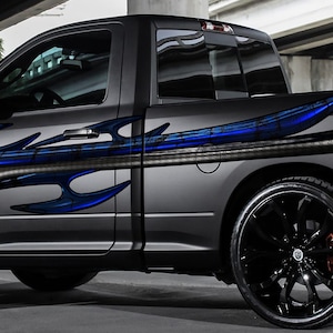 3D Racing Stripes Truck Wrap, Truck Side Full Color Vinyl Decal, Racing ...