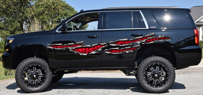 Skull Ripped Metal Truck Side Vinyl Graphics: Full Color Car Sticker - Etsy
