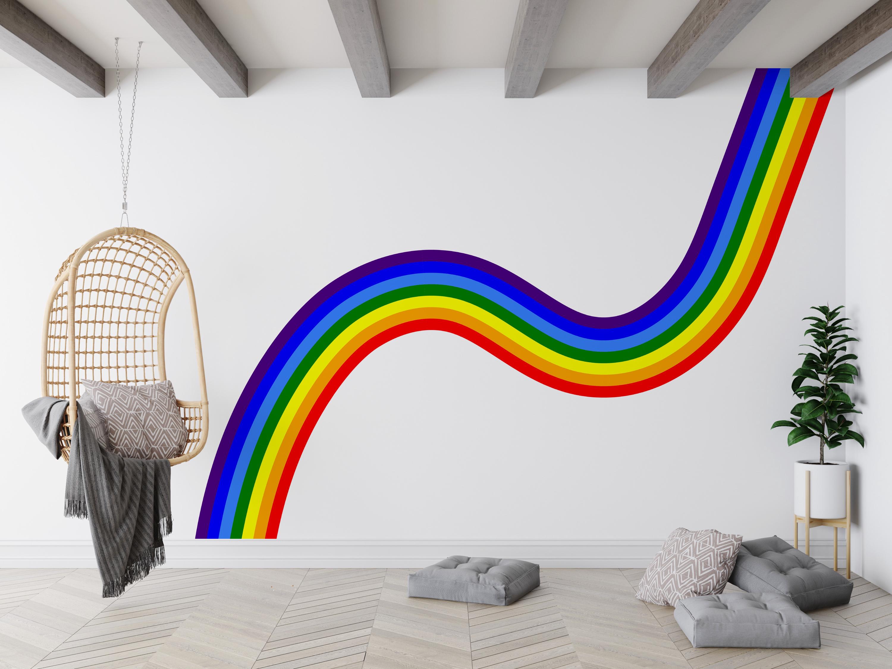 Custom Wall Decal Rainbow Stripes Home Decor Boys Classic Retro Pastel ...