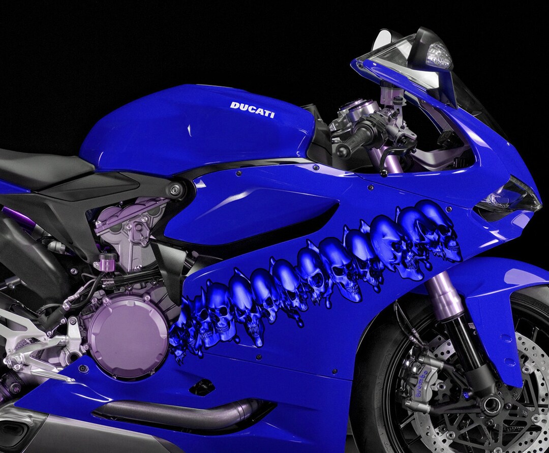 Skull Sticker Full Color Bike Chopper Graphics, Skull Motorcycle Vinyl ...