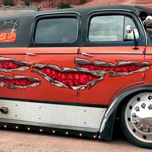 Skull Ripped Metal Truck Side Vinyl Graphics: Full Color Car Sticker - Etsy
