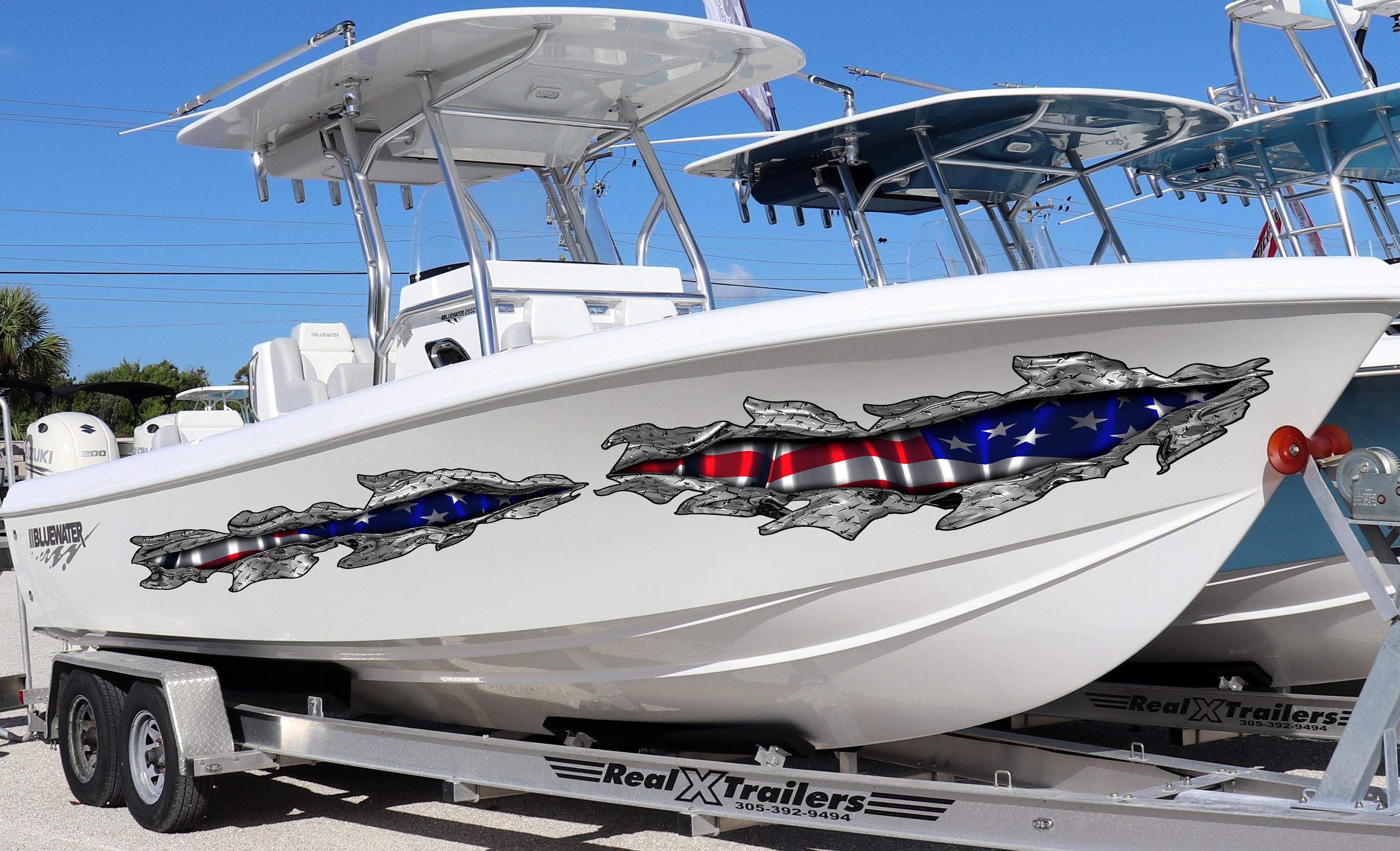 Full Color USA Flag Boat Sticker USA Flag Boat Wrap American - Etsy