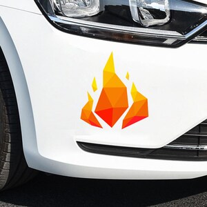 Fire Wall Art Low Poly Decor Flame Decals Car Window Polygonal ...