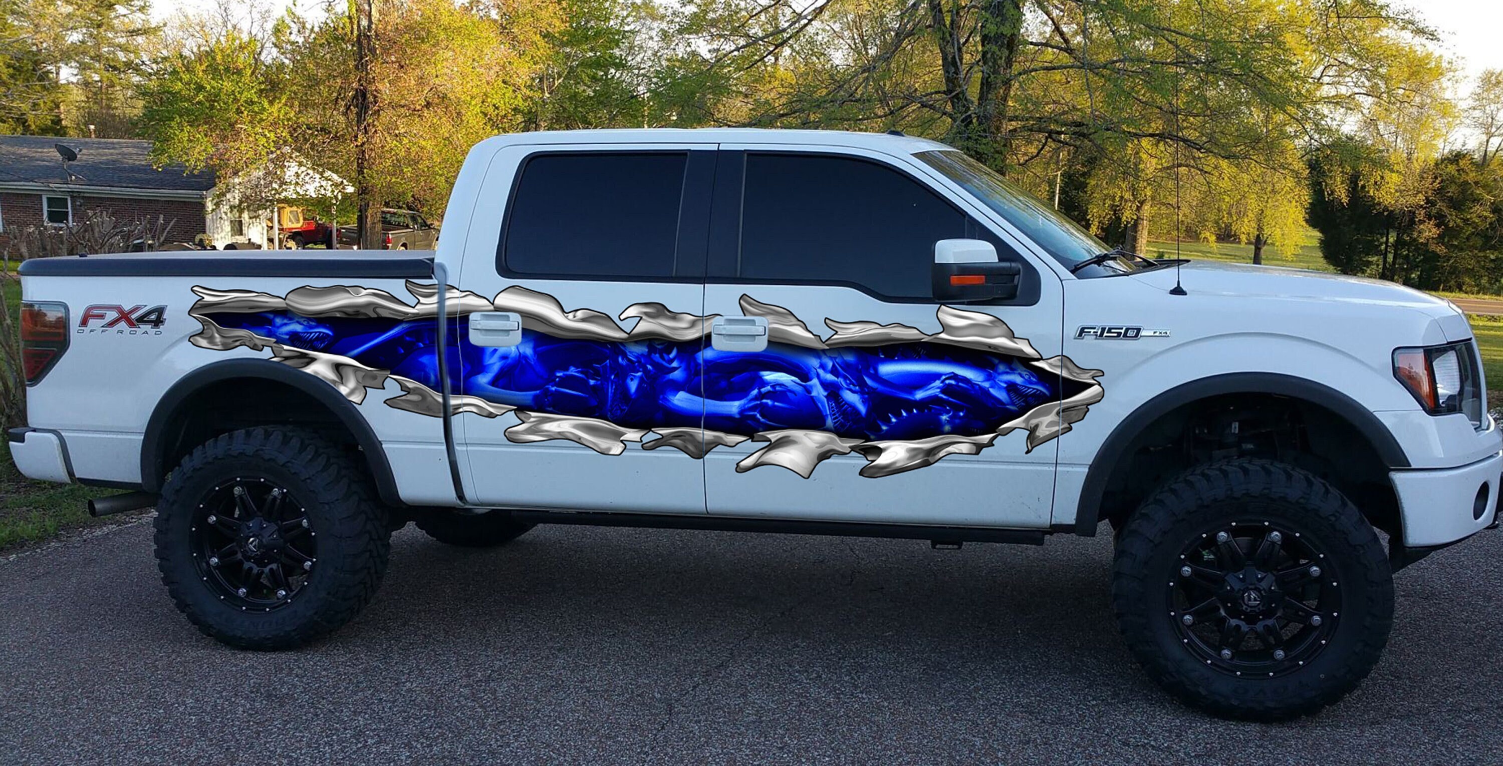 3D Dragons Car Wrap Ripped Metal Full Color Car Vinyl Design Dragon Car ...