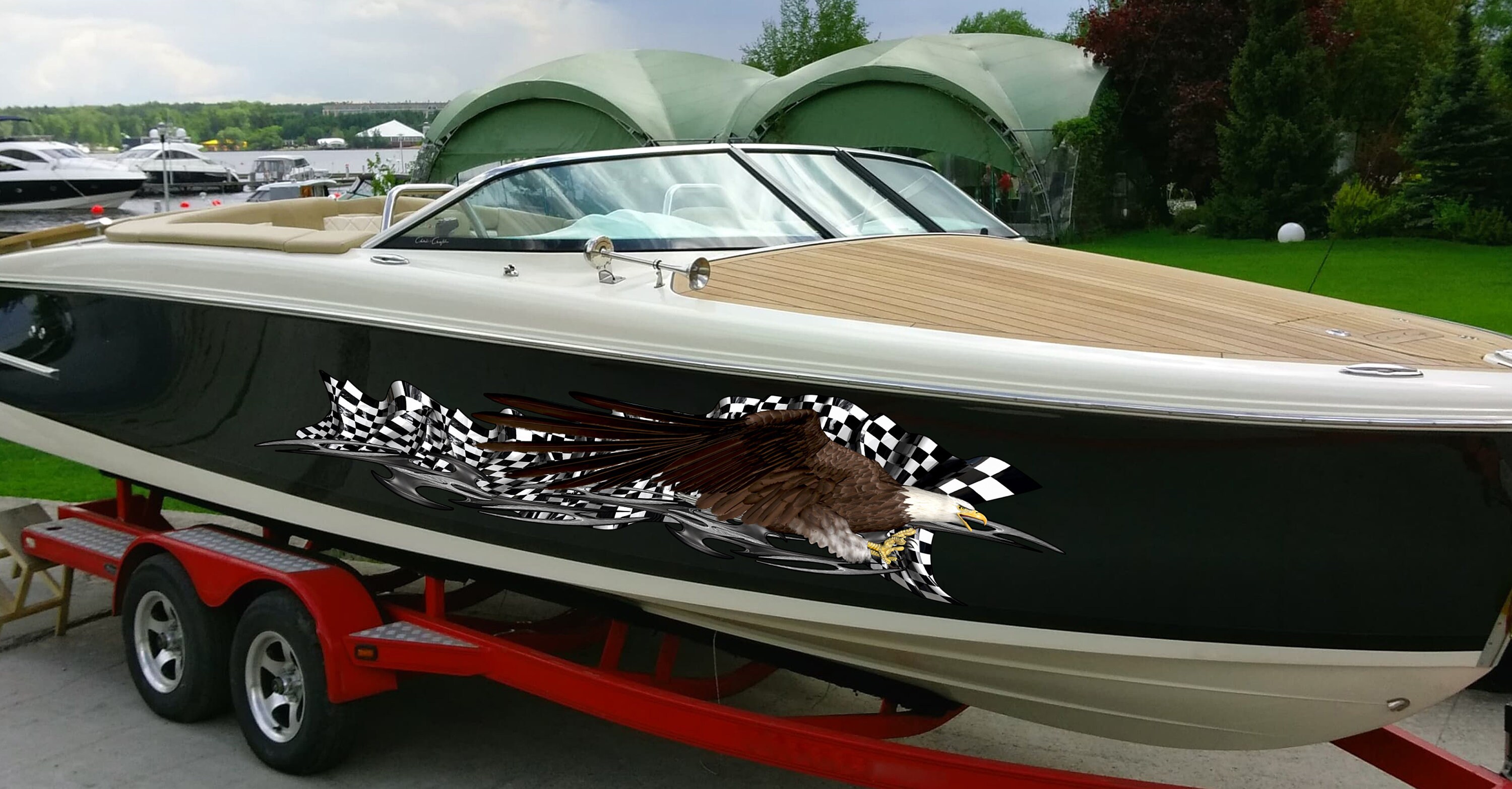 Checkered Flag Boat Full Color Vinyl Sticker Racing Flag - Etsy