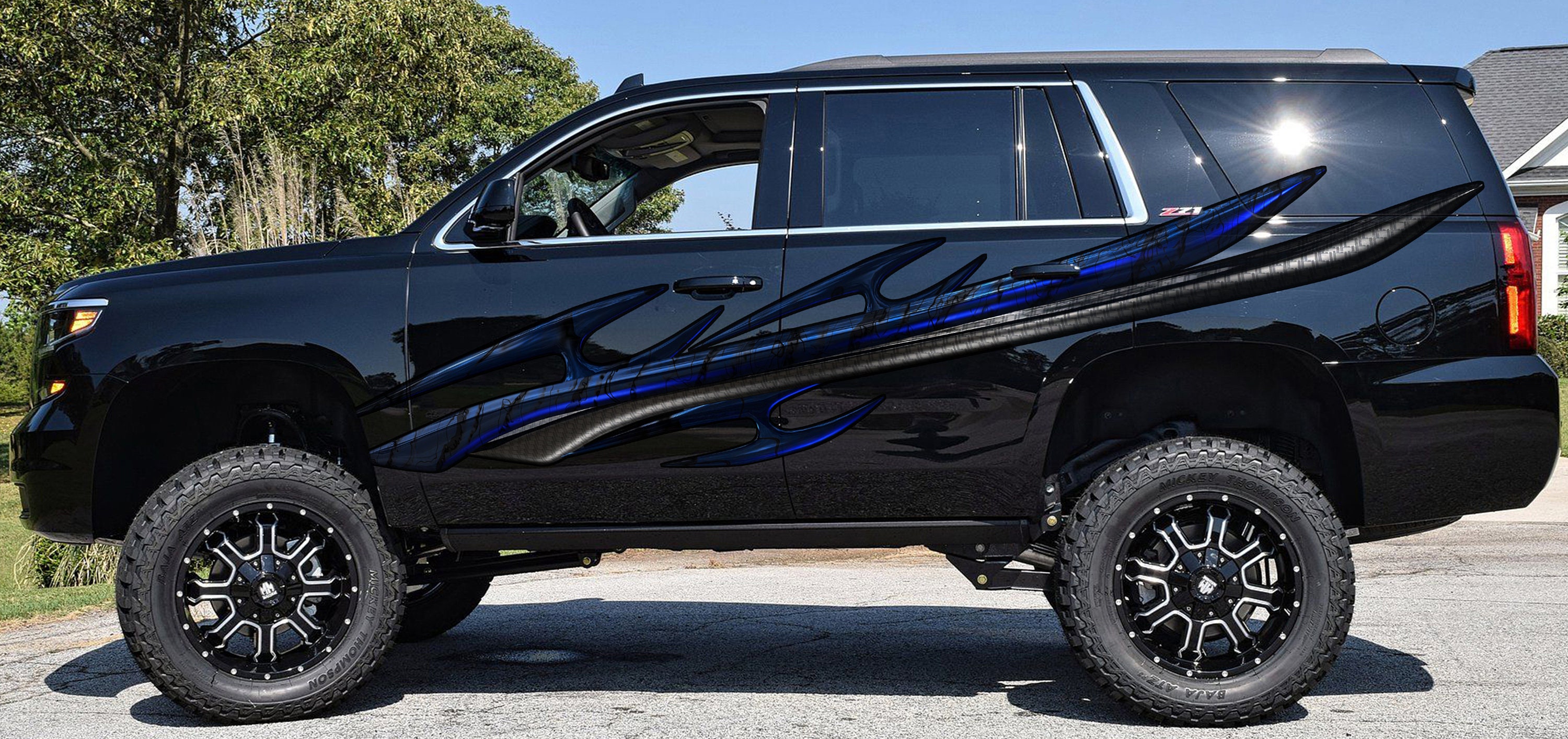 3D Racing Stripes Truck Wrap, Truck Side Full Color Vinyl Decal, Racing ...