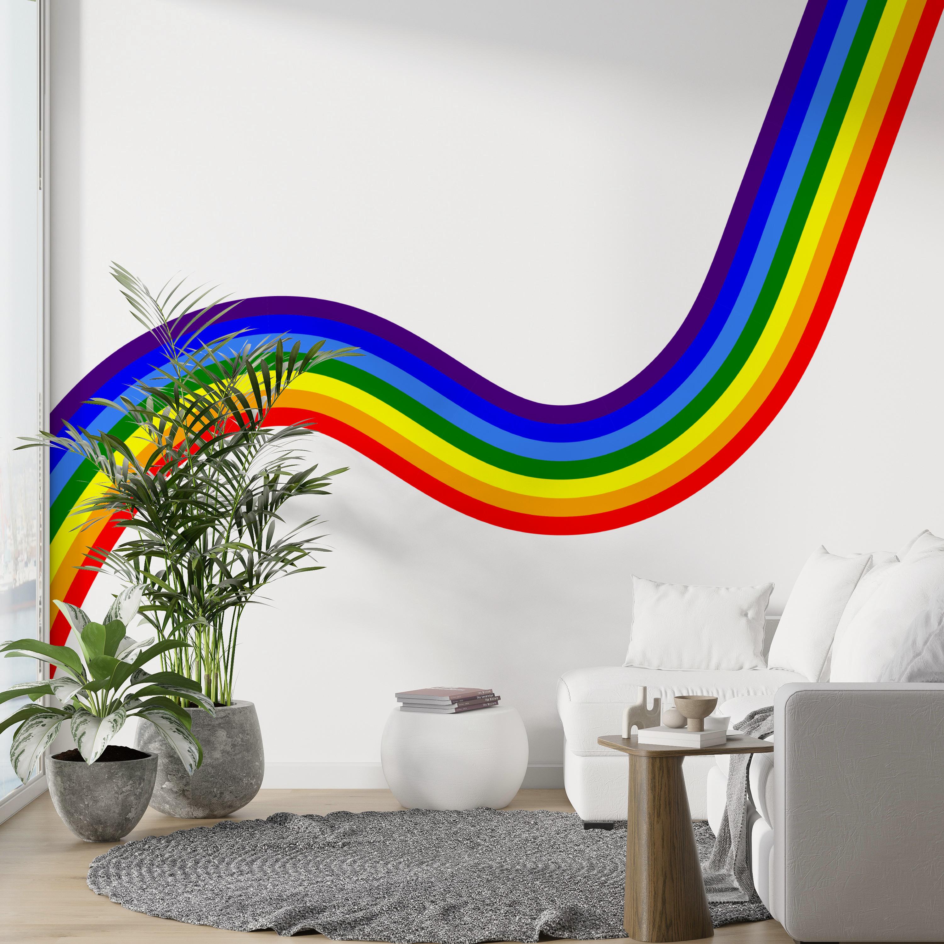 Custom Wall Decal Rainbow Stripes Home Decor Boys Classic Retro Pastel ...