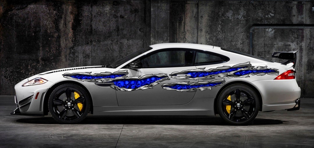 Flag Skulls Racing Stripes Car Vinyl Decal, 3D Skulls Street Racing ...