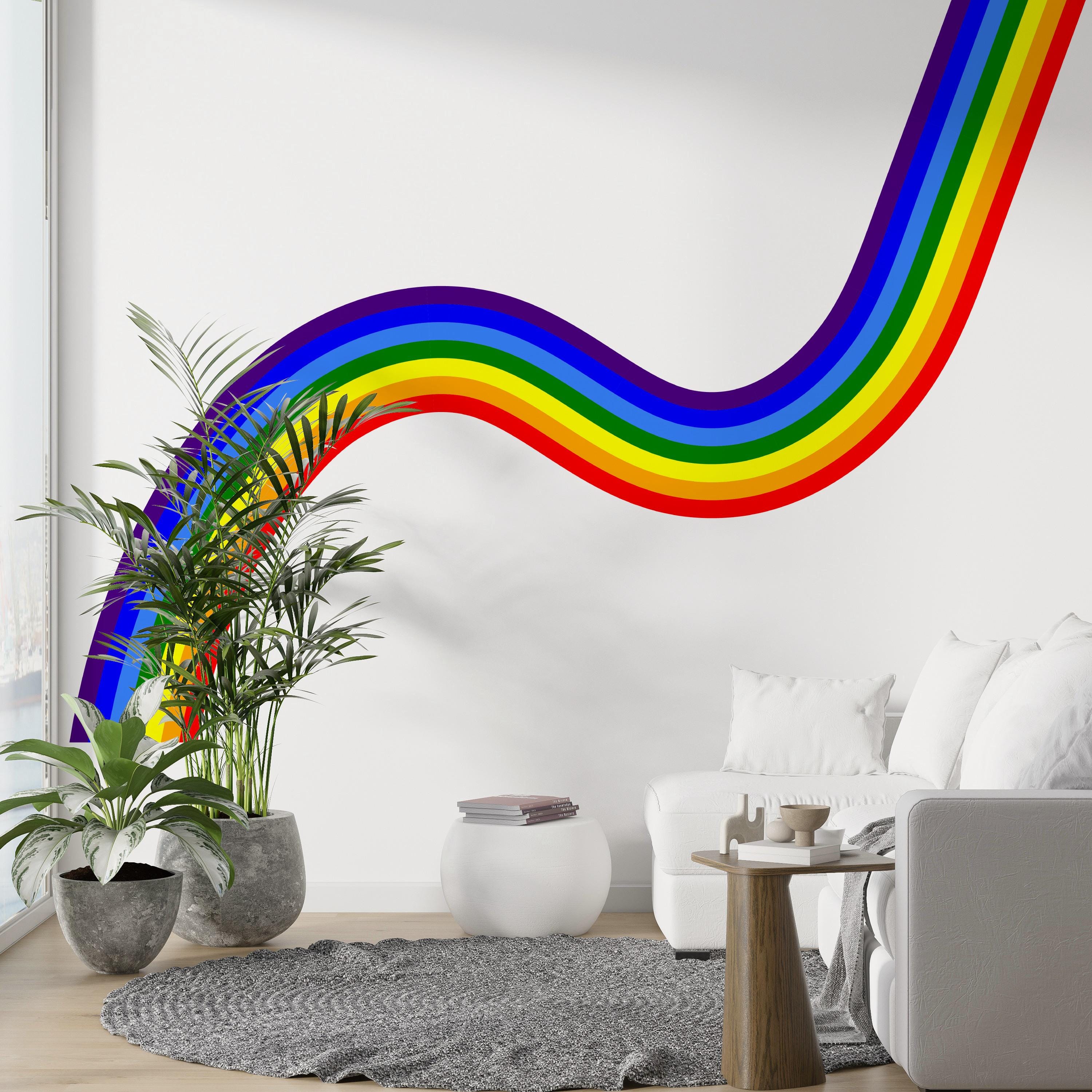 Custom Wall Decal Rainbow Stripes Home Decor Boys Classic Retro Pastel ...