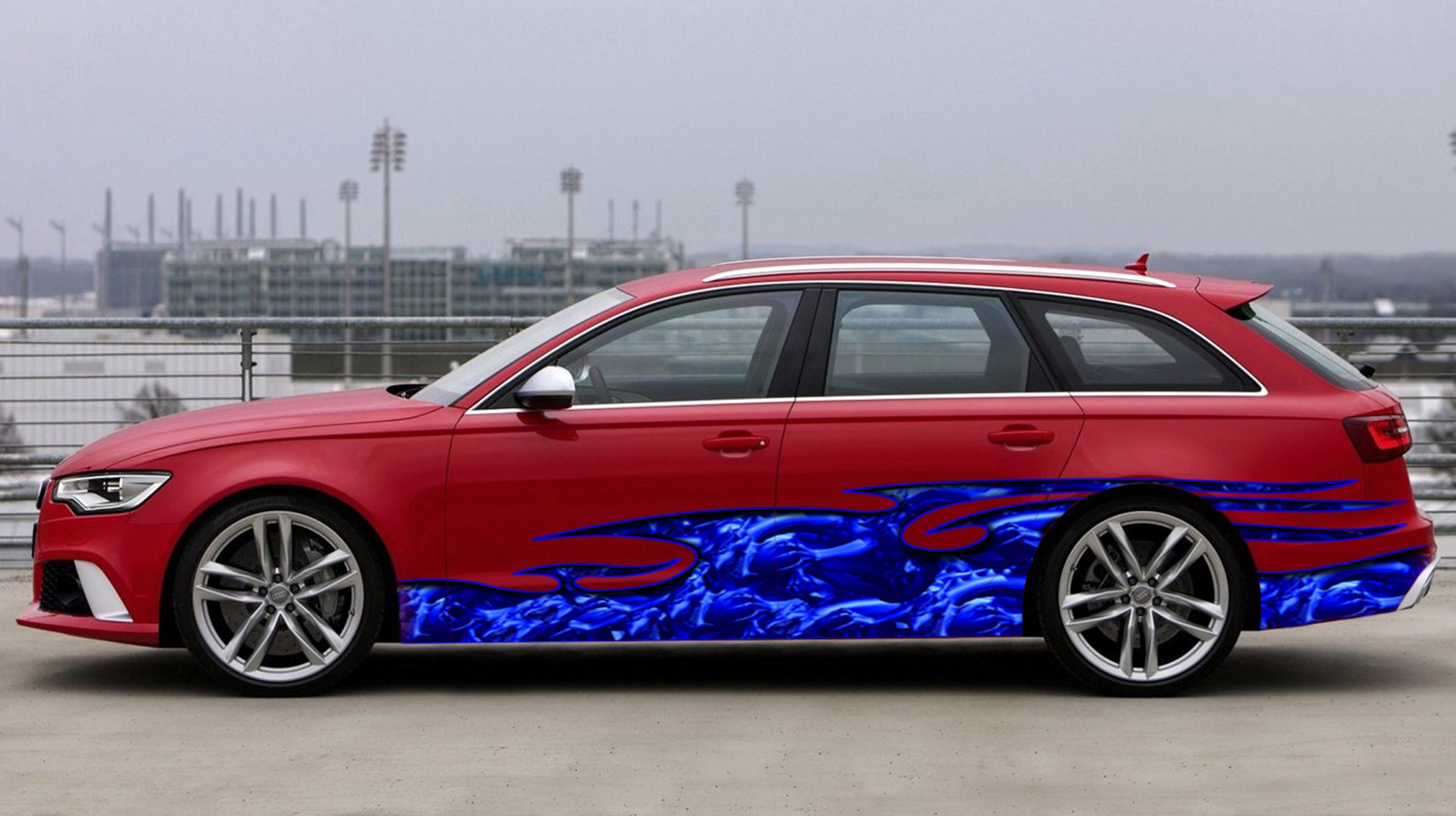 3D Dragons Car Wrap, Ripped Metal Full Color Car Vinyl Design, Car ...