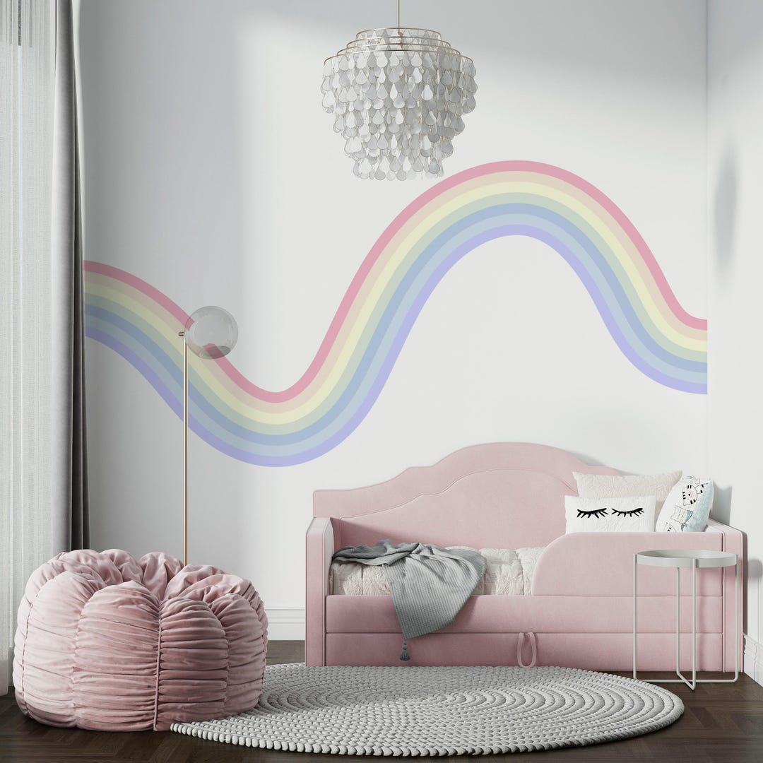Line Rainbow Stripes Large Wall Decal Baby Room Kids Decor Earthy Tones ...