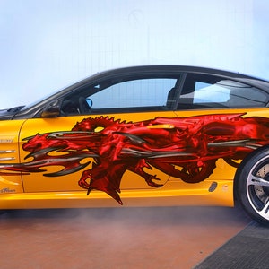 Red Tribal Dragon Car Decal, 3D Tribal Dragon Car Sticker, Tribal ...
