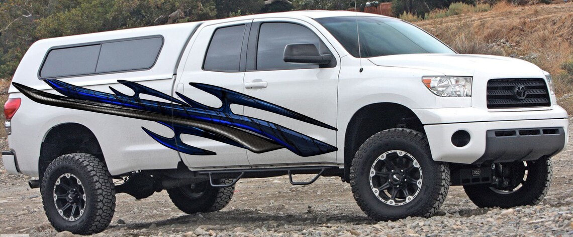 3D Racing Stripes Truck Wrap, Truck Side Full Color Vinyl Decal, Racing ...