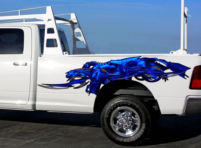 Dragons Car Decal, Full Color Side Graphics, 3D Dragons Racing Stripes ...
