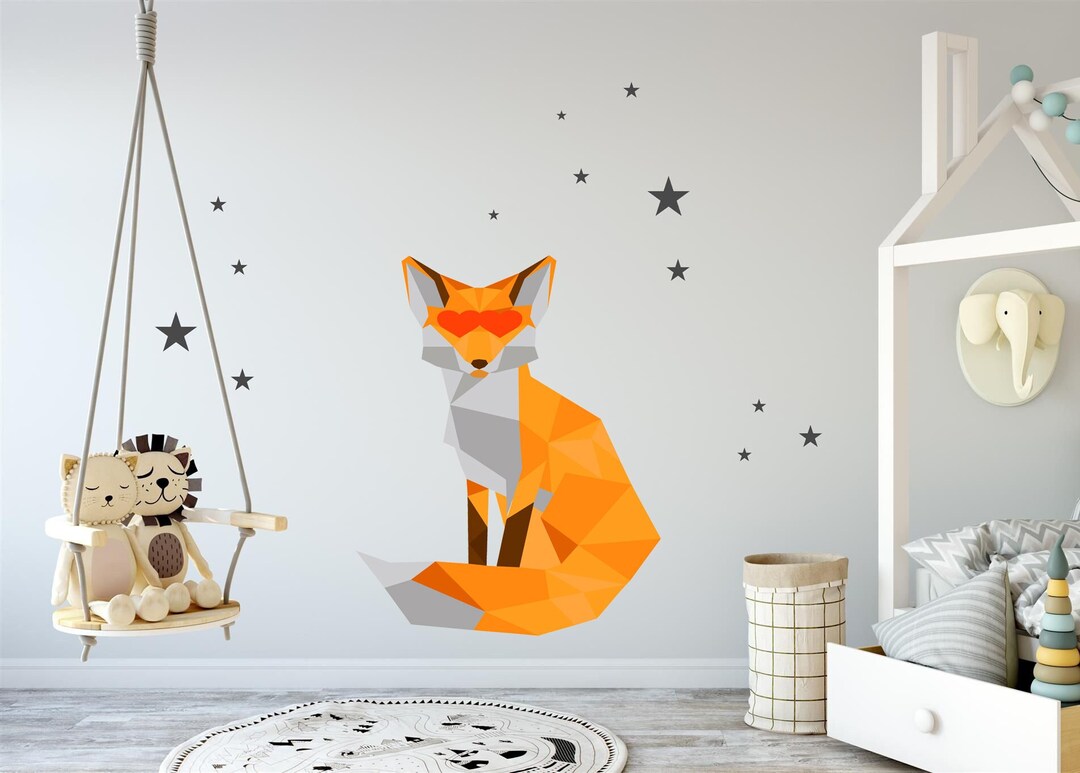 Fuchs Sticker Cartoon Aufkleber Polygone Tier Dekor moderne Wand Kunst ...