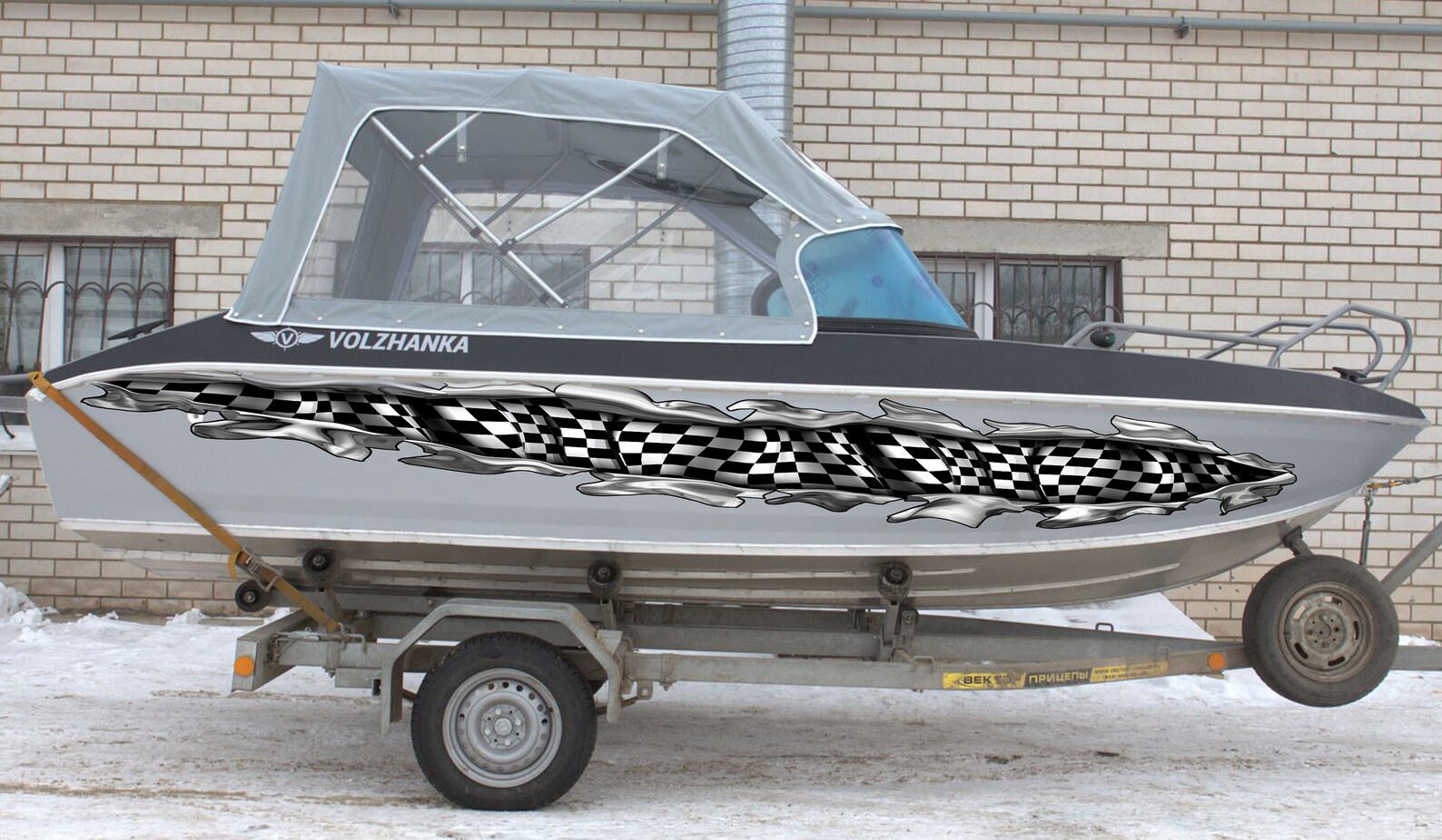 Ripped Metal Checkered Flag Boat Sticker Racing Flag Boat - Etsy