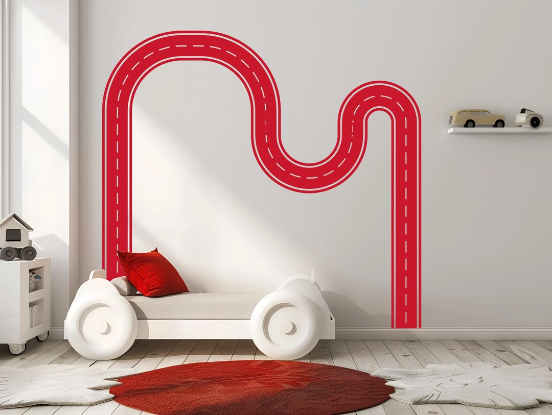 Road Wall Decal Playroom Wall Mural Racing Track Toy Cars Kids Room - Etsy
