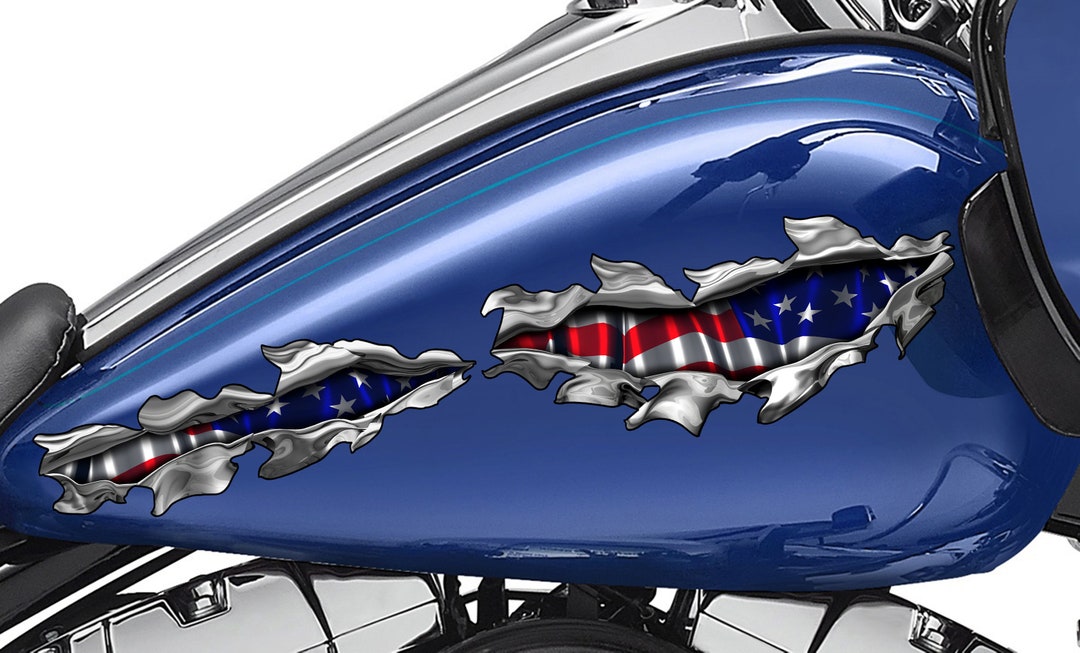USA Flag Motorcycle Decal, US Flag Motor-bike Racing Stickers, US ...