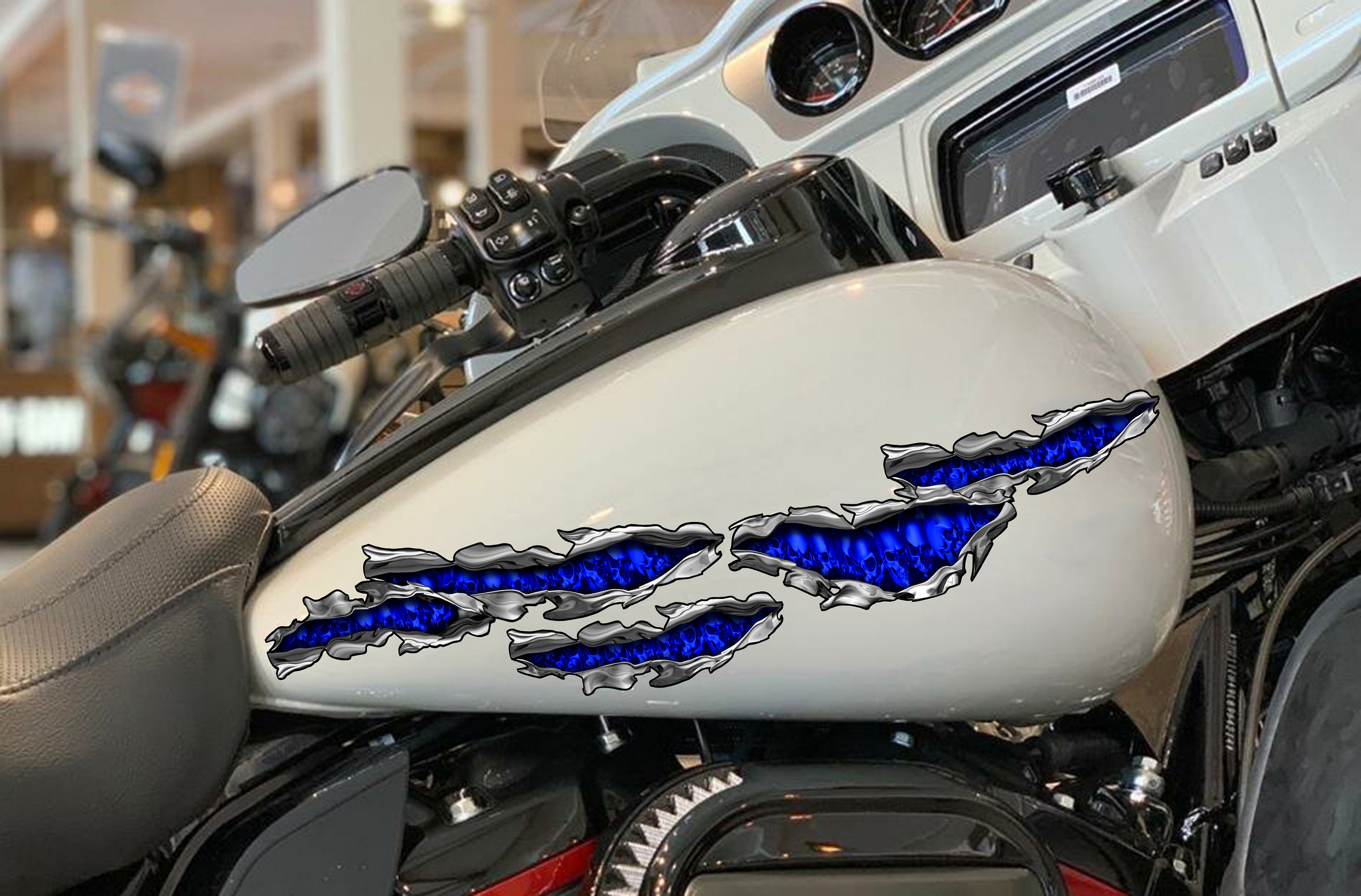 Ripped Metal Full Color Skull Bike Stickers Flag Dirt Bike - Etsy