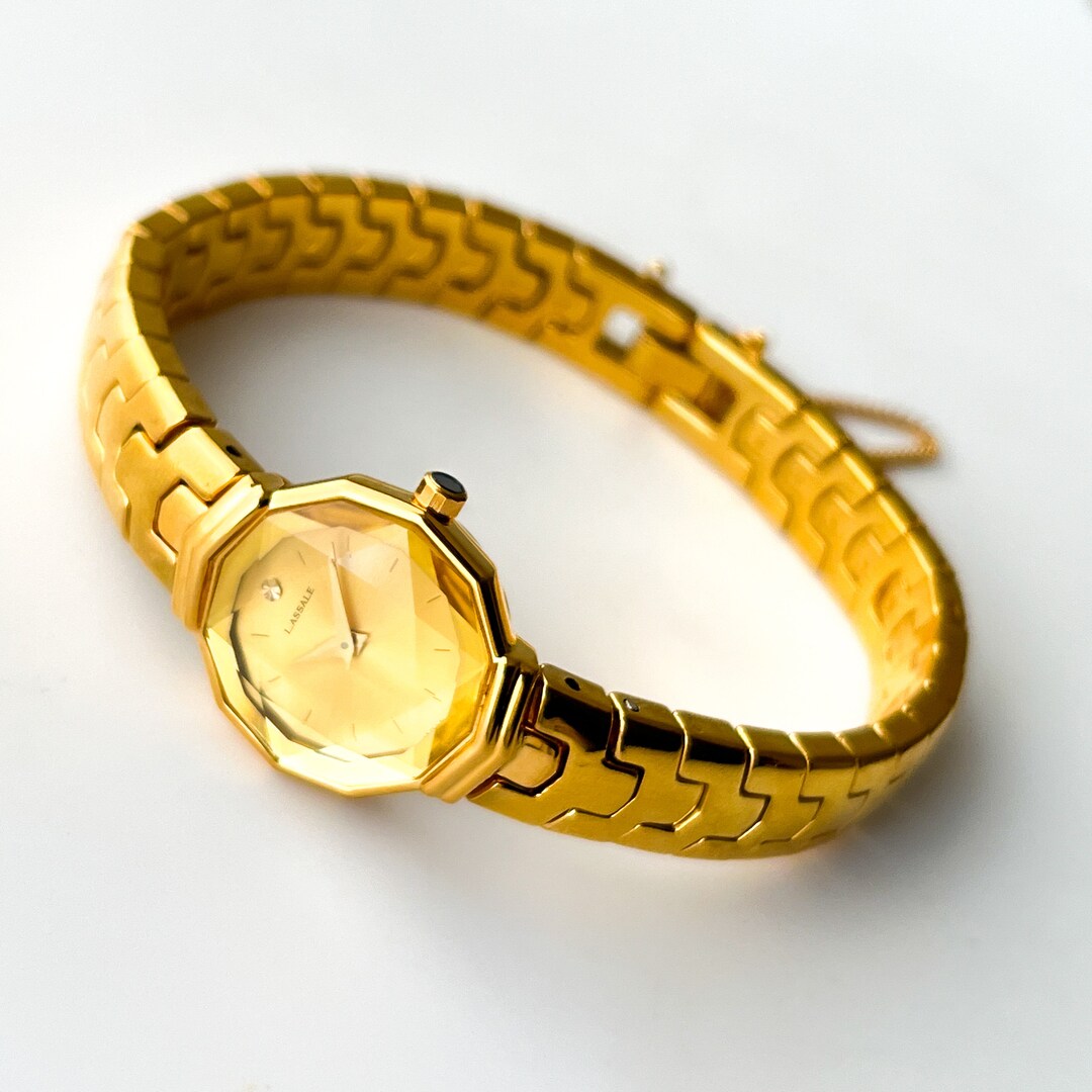 Very Rare 1990s Gold-plated Lassale (seiko) Quartz Watch With Gold Dial and Faceted Crystal - Etsy