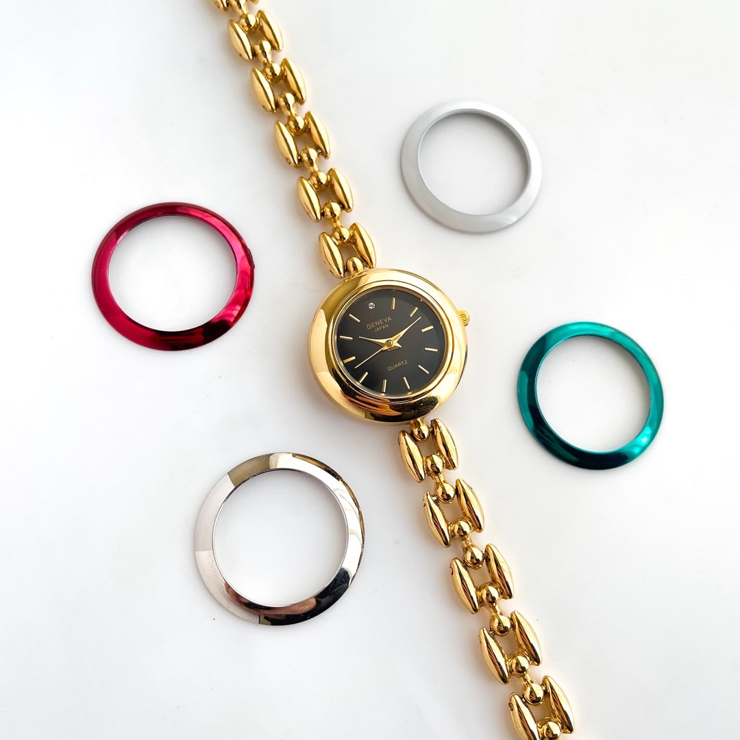 Vintage Geneva Gold-tone Ladies' Quartz Watch With Interchangeable Bezels - Etsy