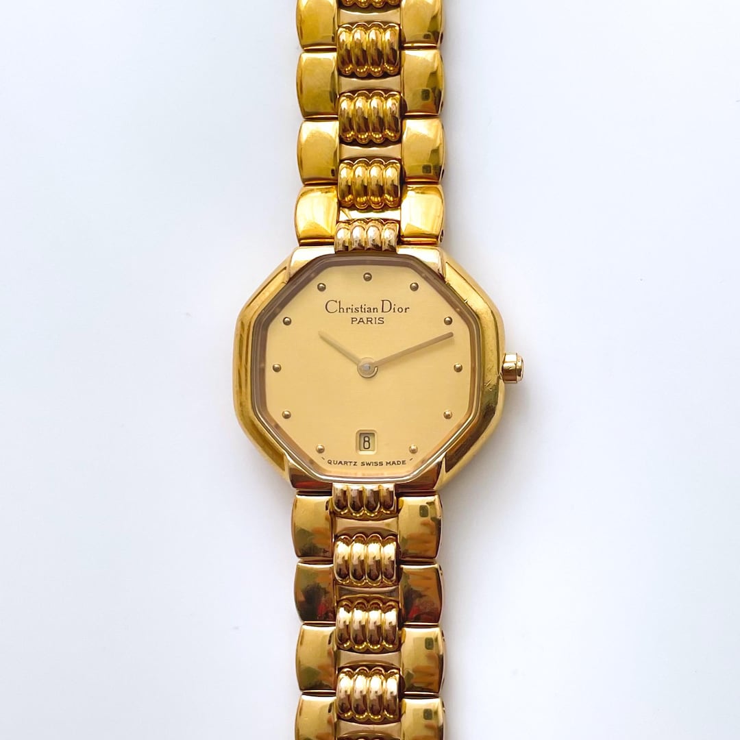 Vintage Gold-plated Christian Dior Ladies' Quartz Watch With Octagon ...
