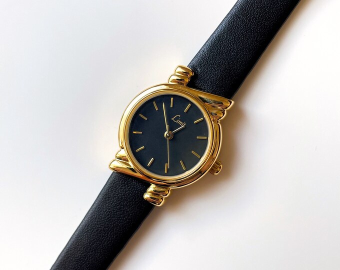 Ladies' Gold-tone Limit Quartz Watch With Black Dial - Etsy