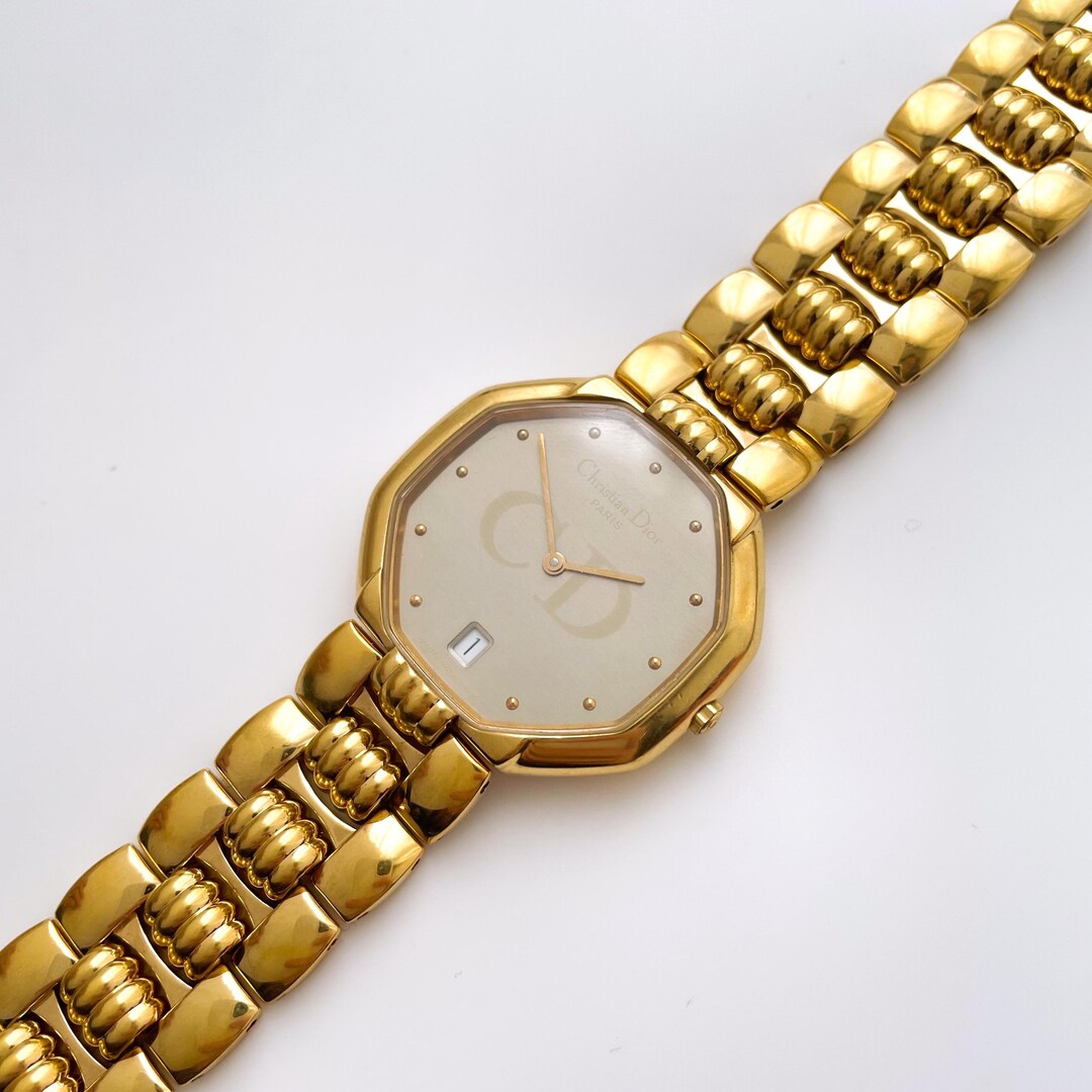 Vintage Gold-plated Christian Dior Unisex Quartz Watch With Octagon ...