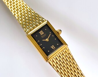 Seiko Lassale Extra-flat Quartz Watch, Gold Plated, With Black Dial. - Etsy